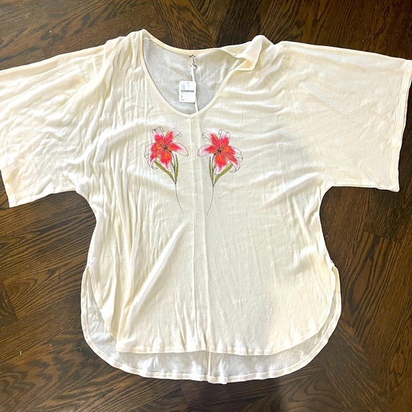 Free People | Tops | New Free People Small White Short Sleeve Oversized ...